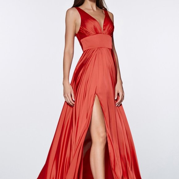 Cinderella | Dresses | New Red Party Evening Vneck Satin Aline Shape ...